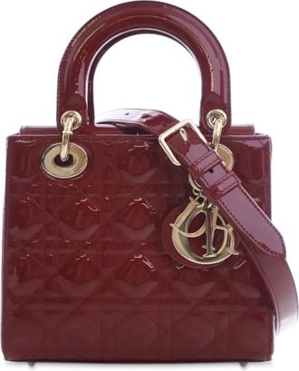 Dior 2019 Small Patent Cannage Lady Dior satchel - Rot