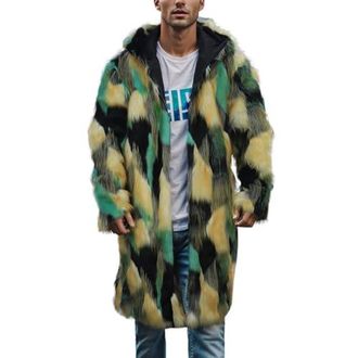 Generic Manteau Long Homme,Men&aposs Anoraks - Manteau breathable et chaud pour hommes coupe moderne doublure thermique motif carre et l&eacute;opard col artificiel 