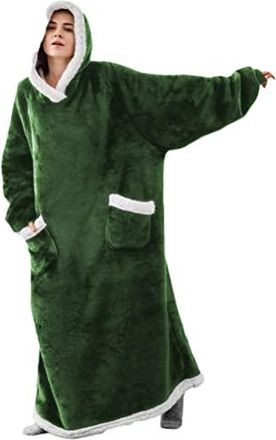 ORANDESIGNE Pull Plaide Geant Unisexe Couverture Polaire Sweats &agrave; Capuche avec Poches Long Sweater en Polaire Sherpa Surdimensionn&eacute;e Hooded Begummy Sweatshirt A V