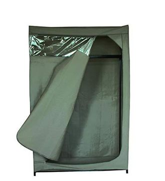 MSV Stoffkleiderschrank Kellerregal Standregal, Kleiderstange, inkl. Schutzhülle in Taupe