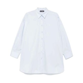 Lorena Antoniazzi Femme, Blouses et Chemises, Bleu, Taille: 42 FR Chemise en Coton Bleu Ciel avec Plis