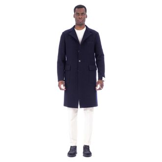 Eleventy Blauer Wolljersey-Mantel - - Coats - Herren - Blau - 2XL