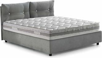 Talamo Italia Rita Doppelbett, Bettkasten mit Stoffbezug, 100 % Made in Italy, &Ouml;ffnung vorne, inklusive Matratze 160 x 190 cm, Grau