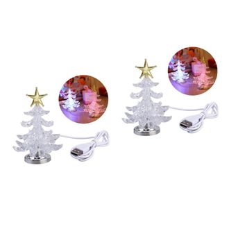 OSALADI 2st&uuml;cke Rgb Weihnachtsbaum Nachtlicht Usb-betriebene Tischlampe F&uuml;r Festliche Dekoration F&uuml;r Kinderzimmer Wohnzimmer Und B&uuml;ro Klarer Look Goldene Baum