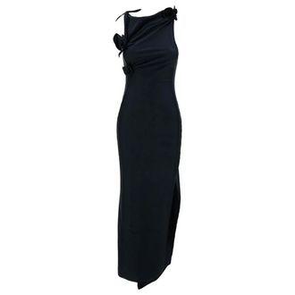 Coperni Femme, Robes, Noir, Taille: 36 FR Robe Asym&eacute;trique Noire avec Roses