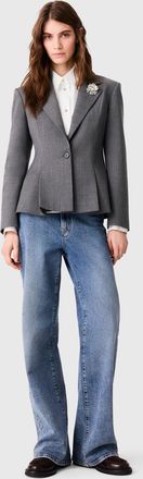 Maje Veste Tailleur Courte Cintr&eacute;e - Gris - 34 - Maje