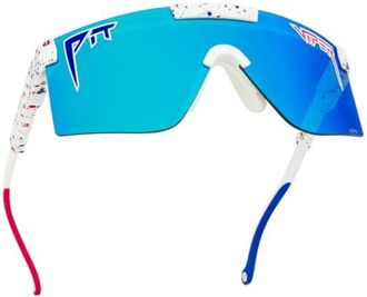 Pit Viper The Original 2.0 Lunettes de soleil (rouge, blanc et bleu avec verres bleus polaris&eacute;s HDPV, r&eacute;gulier)
