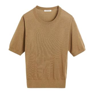 By Malene Birger Hellbraunes T-Shirt mit Monogrammdetail - - Knitwear - Damen - Braun - L