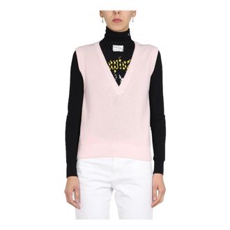 Raf Simons Fein gestrickte Baumwollweste mit Mesh - - Knitwear - Damen - Rosa - L