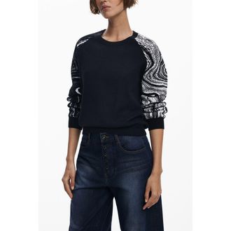 Desigual Bedruckter Sleeve Pullover Sweater