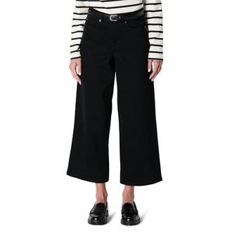 Amazon Essentials Jean Jambes Larges, Taille Haute et Faible &Eacute;lasticit&eacute; Femme, Noir, 40-42