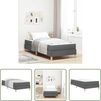 vidaXL Matratze - Boxspringbett mit Matratze Dunkelgrau 90 x 190 cm Stoff