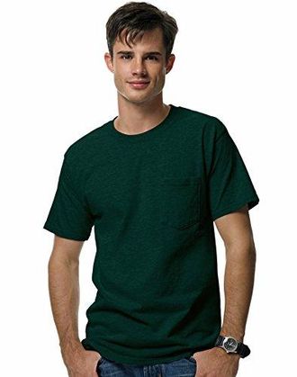 Hanes Beefy-T Lot de 1 ou 2 t-Shirts &eacute;pais avec Poche en Coton pour Homme, col Rond pour Homme, Lot de 1 ou 2, For&ecirc;t Profonde - 1 Paquet, Taille 3XL