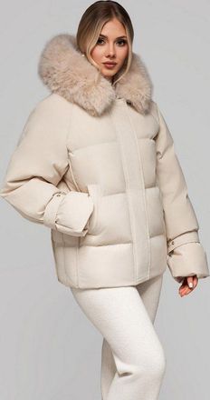 Ombre Winterjacke Steppjacke mit breitem Kunstpelzkragen Großer, weicher Kunstpelzkragen