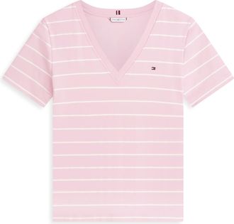Tommy Hilfiger Damen Slim Cody V-Nk Ss Ww0Ww40584, Pink, XL