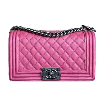 Chanel Pink Grained Leather Medium Boy Bag