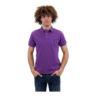 Ralph Lauren Homme, Tops, Violet, Taille: M Polo Slim Fit à Manches Courtes