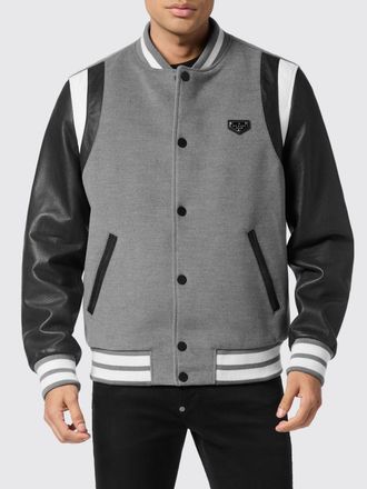 Philipp Plein Blouson teddy en cuir et viscose avec logo brod&eacute;