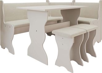 Mirjan24 Eckbankgruppe Thomas, Eckbank Gruppe besteht aus Kücheneckbank, Tisch, 2X Hocker, Esszimmer Sitzbank (Cashmere + Trinity 02)