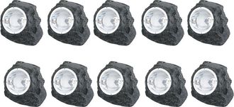 ETC Shop Etc-shop - 10er set- Solar led Gartenstrahler Selbstaufladend Aussenleuchte Stein-Design Solar