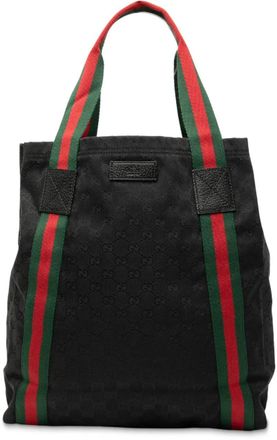 Gucci Shopper - GG Canvas Web Tote - Gr. unisize - in Schwarz - f&uuml;r Damen