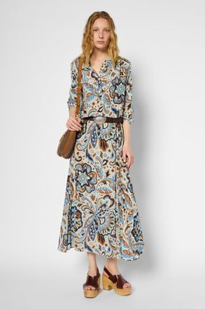 Gerard Darel Jupe midi &agrave; fleurs vintage - VANESSA - Naturel