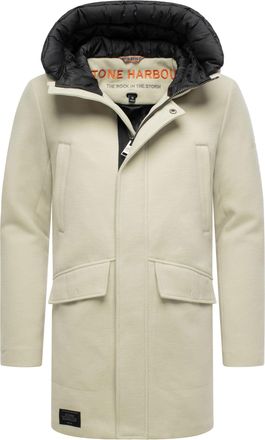Stone Harbor Herren Wintermantel Fenroos in Wolloptik mit abnehmbarer Kapuze
