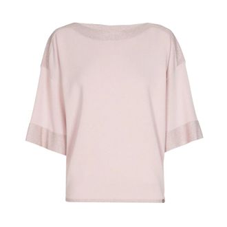 Marie Méro Femme, Pulls, Rose, Taille: 48 FR Pull rose à col bateau avec Lurex