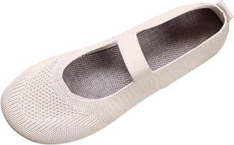 Generic Chaussures de ballet confortables et d&eacute;contract&eacute;es pour femme - Bout rond - Pliables - Respirantes - Couleur unie - Grande largeur - En tricot classiq
