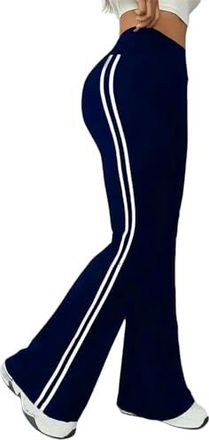 Generic NYSDM Pantalon &eacute;vas&eacute; d&eacute;contract&eacute; pour femme Taille haute Fashin Micro Pull Pantalon Printemps &eacute;t&eacute; Tenue f&eacute;minine Pantalon V&ecirc;tements de rue, noir fonc&eacute;