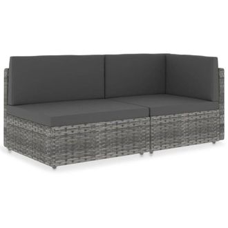vidaXL Modulares 2-Sitzer-Sofa Poly Rattan Grau Vidaxl