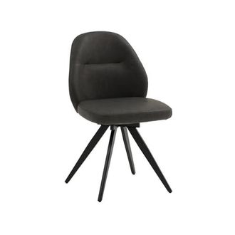 Konte Design Set mit 4 Drehstühlen ZENNENDAL in Kunstleder anthrazit und schwarzen Metallbeinen