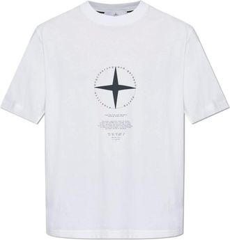 Stone Island Homme, Tops, Blanc, Taille: 2XL T-Chemises