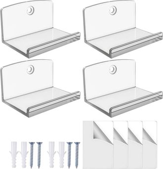 Generic Vinyl Plattenhalter f&uuml;r Wandmontage, 4 St&uuml;ck Schwebendes Acryl Aufbewahrungssystem | Wand Pr&auml;sentation Von Platten - F&uuml;r Wohnzimmer Schlafzimmer Album