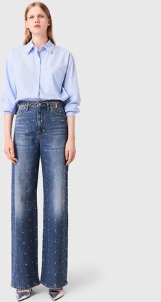 Maje Weite Denim-jeans Mit Nieten - Blau - Maje