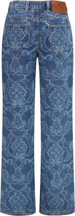 Etro Ornamental Jacquard Denim Jeans - Blue