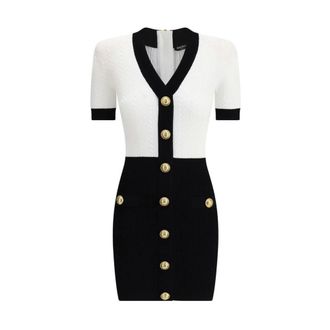 Balmain Elegantes Geflochtenes Midi-Kleid mit Gepr&auml;gten Details - - Dresses - Damen - Mehrfarbig - M