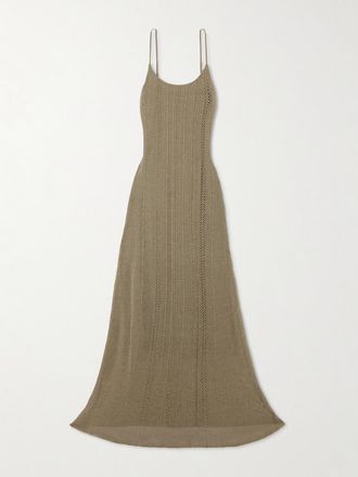 Faithfull The Brand Treillis Maxikleid Aus Einer Geh&auml;kelten Baumwollmischung - Gr&uuml;n