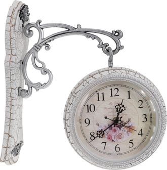 Amosfun Doppelseitige Wanduhr Aus Langlebigem Material Mit Ger&auml;uschlosem Mechanismus F&uuml;r Wohnzimmer Und Schlafzimmer Wei&szlig;e H&auml;ngeuhr Zur Dekorativen Wandgestal