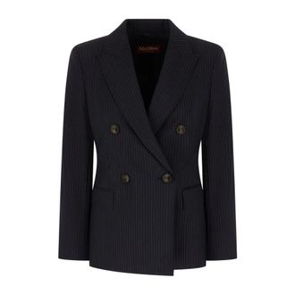 Max Mara Blazer crois&eacute; en laine - Femme - Vestes - Bleu - Taille: 36 FR