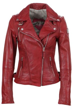 Freaky Nation Damen Lederjacke Jacken Biker Princess 315402, Einfarbig, Gr. 38 (M), Rot (Apple 4068)