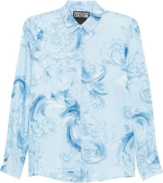Versace Jeans Couture Femme, Blouses et Chemises, Bleu, Taille: 40 FR chemise imprim&eacute;e