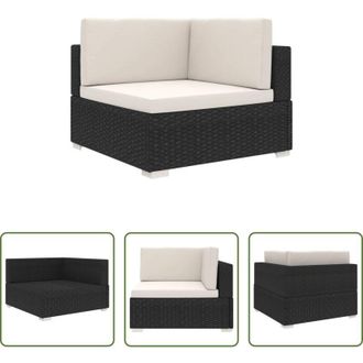 vidaXL Rattan-Ecksofa - Modular-Sofa-Eckteil 1 Stk. + Auflagen Poly Rattan Schwarz