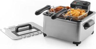 PROGRESS Progress 5L Fritteuse - 2 x 2,5L, Antihaftbeschichteter Abnehmbarer Korb und Deckel, 150-190&deg;C, Sichtfenster, Einstellbare Temperaturregelung, Betrieb