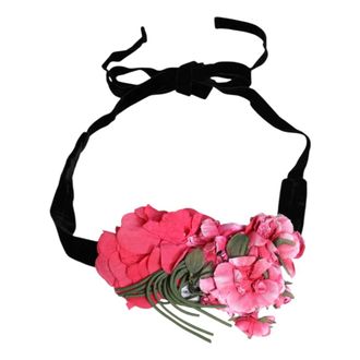 Dolce & Gabbana Multicolor G&uuml;rtel mit Blumenapplikation und Bindedetail - - Accessories - Damen - Schwarzk - S