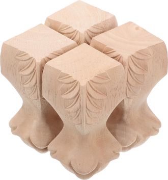 NUOBESTY 4 St&uuml;ck Holz M&ouml;belbeine 12X6cm Beige Geschnitzte Ersatzf&uuml;&szlig;e f&uuml;r Sofa Bett Kommode und Couchtisch Stabile Holzf&uuml;&szlig;e f&uuml;r M&ouml;bel mit Klassischem Design