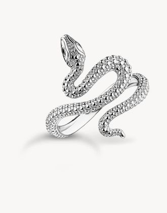 Thomas Sabo Tempting Romance - Bague serpent - Noir et argent&eacute;