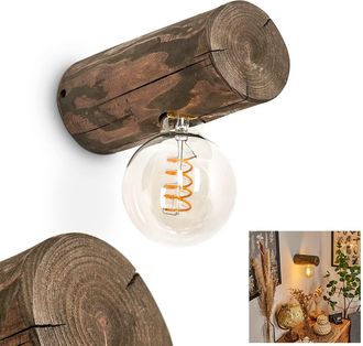 HOFSTEIN Wandleuchte Canedo, Wandlampe aus Holz in Natur/Dunkelbraun, 1-flammig, 1 x E27, ohne Leuchtmittel, Moderne Leselampe im Skandinavischen Style
