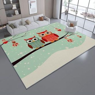 Generic Tapis 120 x 180 cm D&eacute;coratif De Chouette Mignonne Et Simple, Tapis De Chambre &agrave; Coucher antid&eacute;rapant Poil Court - pour Salon Chambre &agrave; Coucher Salle &agrave;