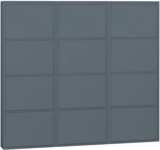 ebuy24 Pisa mit 12 Klappen/T&uuml;ren in Metall grau (140x150x16 cm) - Schuhschrank - Klappbar/faltbar - modern - f&uuml;r Flur & Eingangsbereich - ideal f&uuml;r schmale F